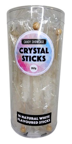 16 x CRYSTAL STICKS LOLLIPOPS POPS WHITE NATURAL SUGAR BULK LOLLIES ...