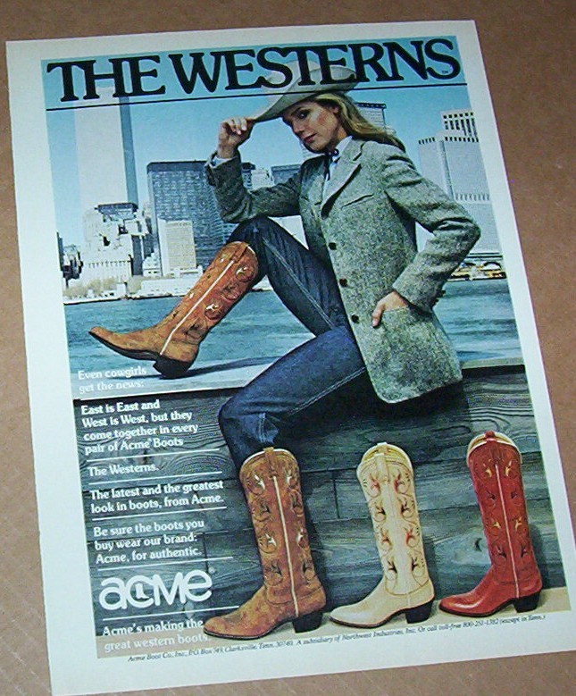 1979 vintage ad - Acme Cowboy Boots Sexy cowgirl girl jeans western ...