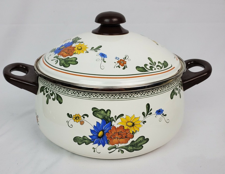 VTG ASTA ENAMELWARE ENAMEL COOKWARE BY FISSLER - OLD AMSTERDAM FLORAL ...