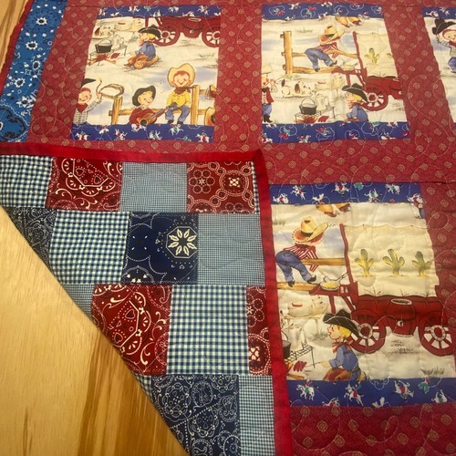 Vintage Western Cowboy Quilt 36.5 x41.5 | eBay