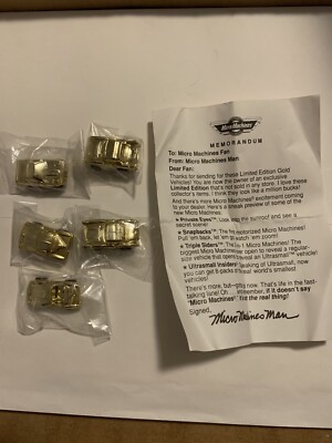 MICRO MACHINES GOLD CORVETTE SET (5) SEALED, ORIGINAL BOX & INFO LETTER ...