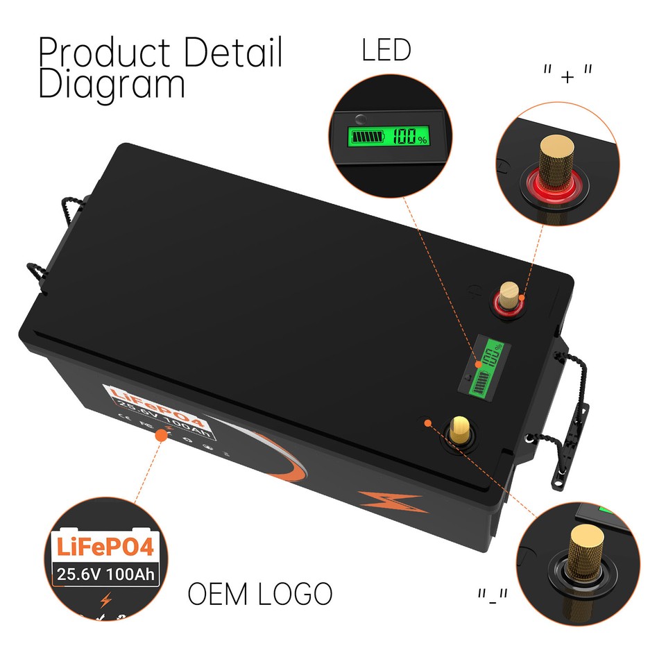 12V 24V 100Ah LiFePO4 Lithium Battery for RV Marine Solar Home Energy ...