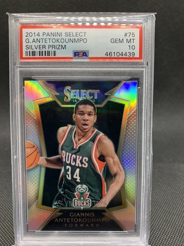 2014 Select Silver Prizm Bucks Giannis Antetokounmpo #75 ~ PSA 10 GEM ...