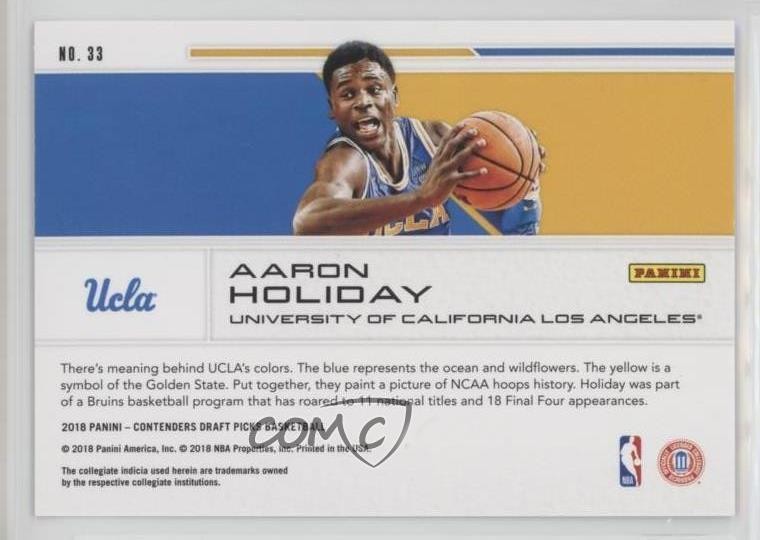 2018 Panini Contenders Draft Picks Cracked Ice /23 Aaron Holiday #33 ...