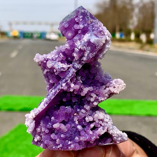 113G Natural Purple Grape Agate Tower shape specimen crystal spiritual ...