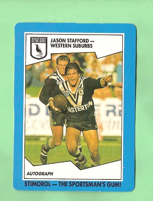 1989 WESTERN SUBURBS RUGBY LEAGUE CARD #145 JASON STAFFORD (JASON ...
