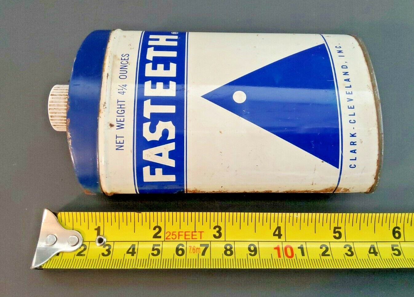 Vintage Fasteeth Denture Powder Adhesive Advertising Tin | eBay