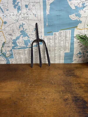 Antique 3-Tine Fish Eel Frog Hand Gig Tool Spear Fishing Fork Head Iron ...
