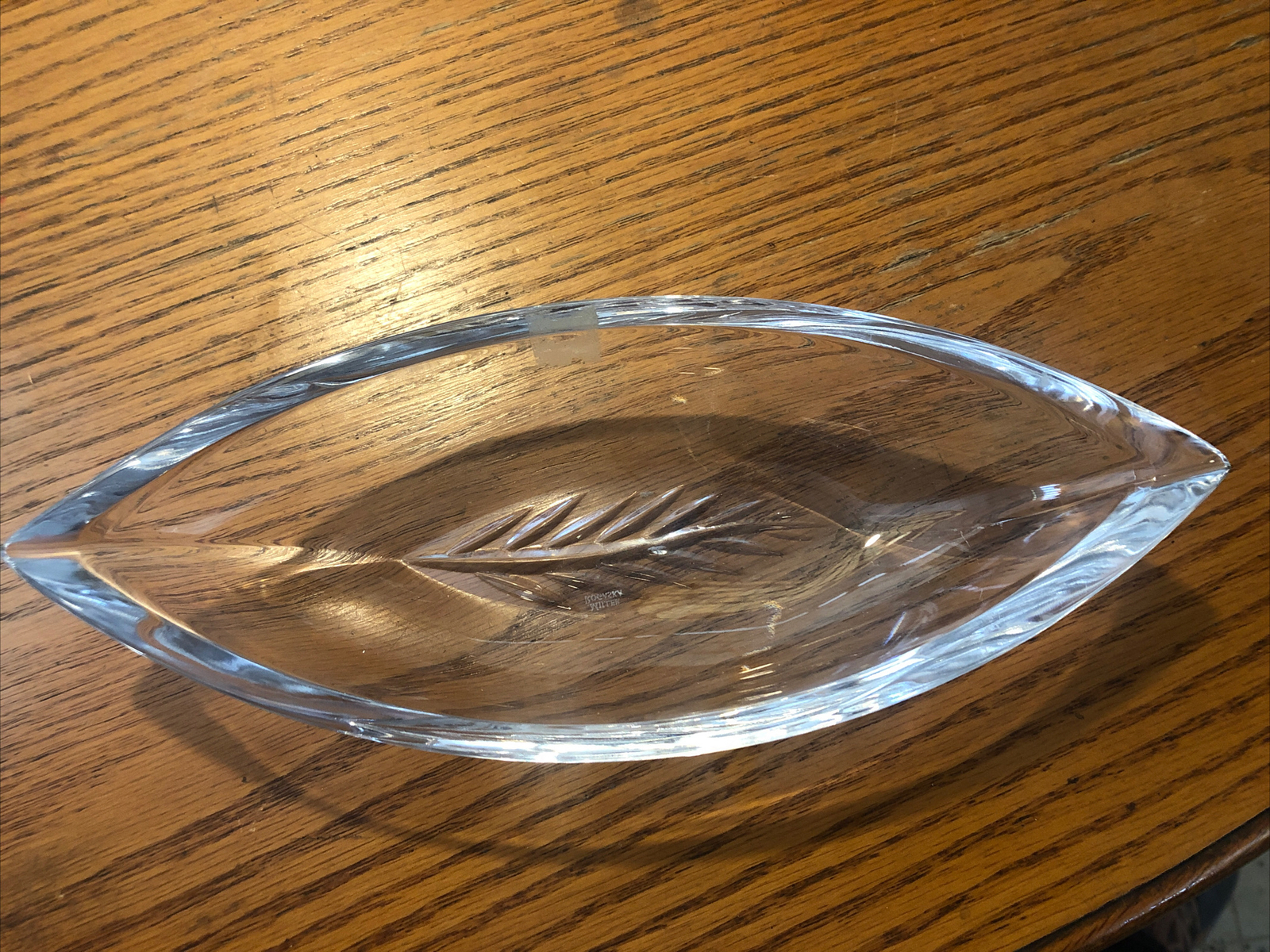 Rogaska 10” Crystal long Boat shape Bowl 4” wide 1 3/4” tall clean Nice ...