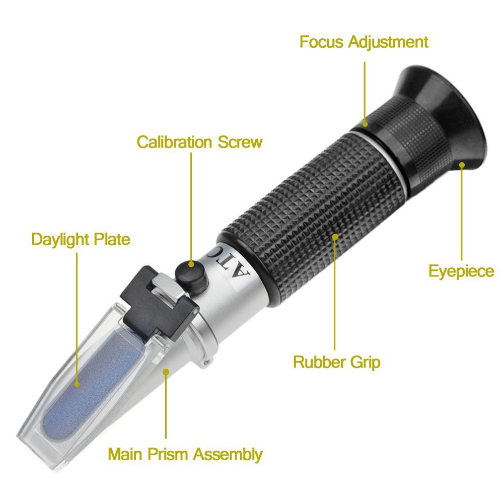Brix Refractometer with ATC, Dual Scale - Specific Gravity & Brix ...