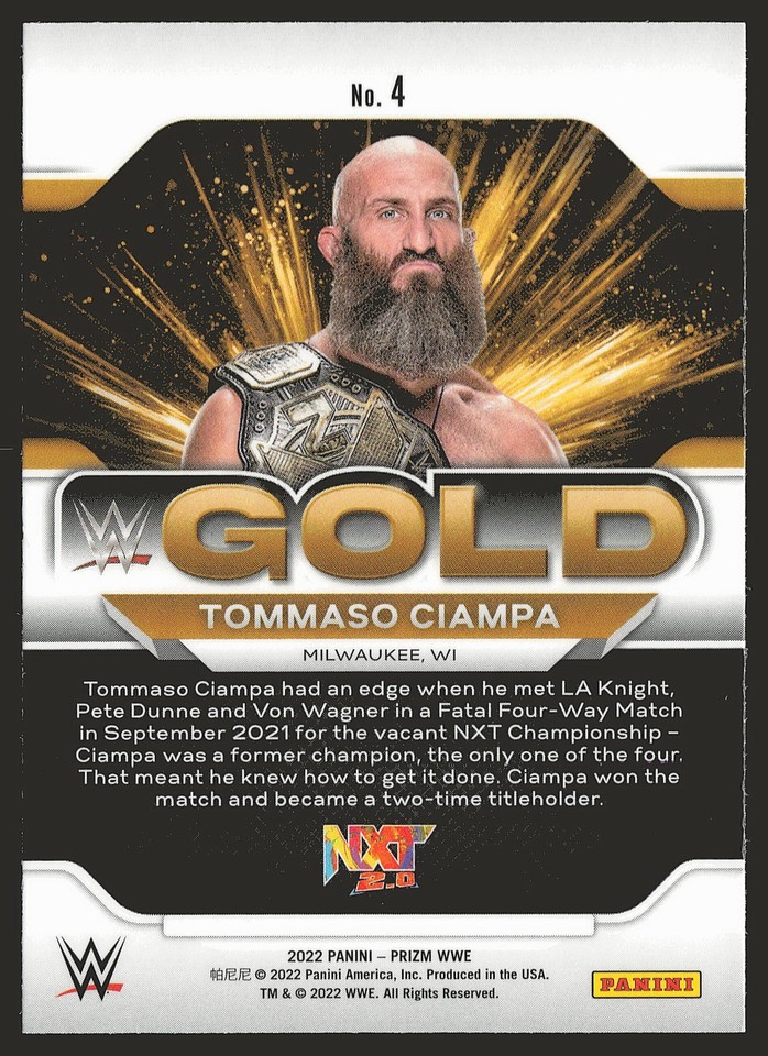 2022 Panini Prizm WWE #4 Tommaso Ciampa WWE Gold | eBay