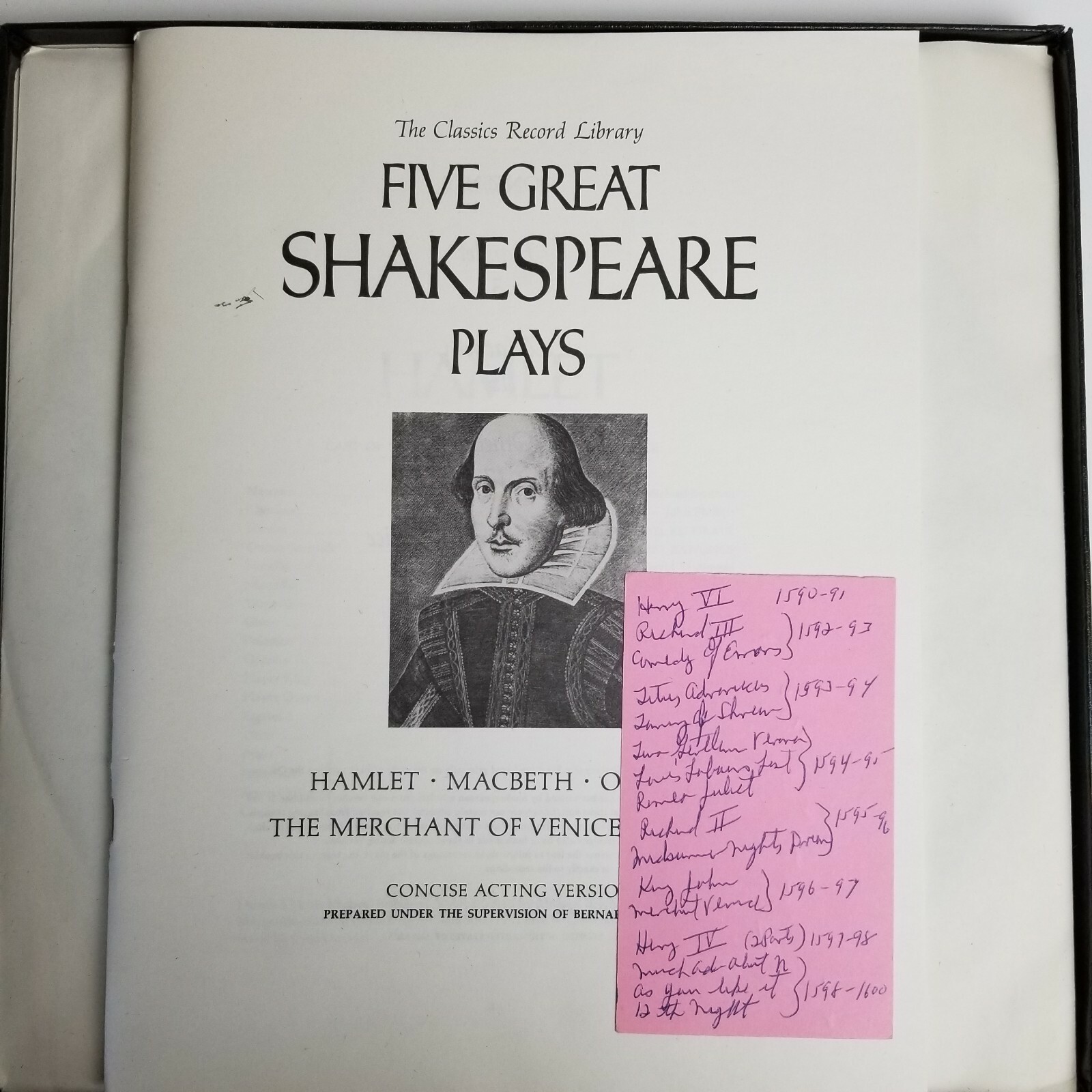 Five Great Shakespeare Plays 5 LP Box Set w/booklet 80-5676 | eBay