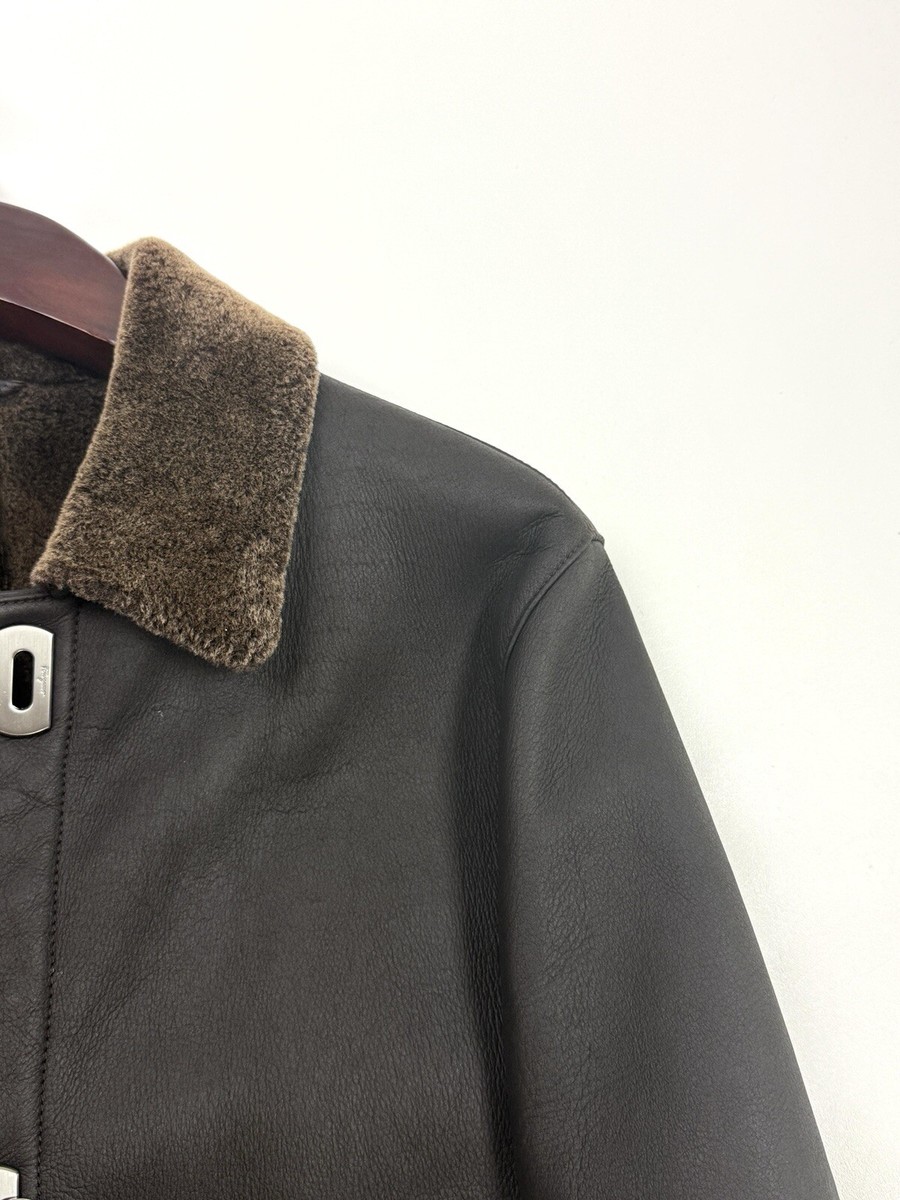 Salvatore Ferragamo Shearling Gancini Closure Car Coat Size Salvatore Ferragamo Shearling Gancini Closure Car Coat Size