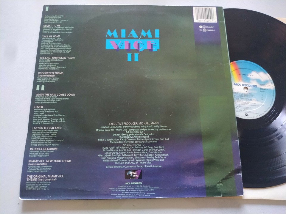 Miami Vice II Soundtrack Phil Collins Roxy Music 86 LP Vinyl 12" G+/VG ...