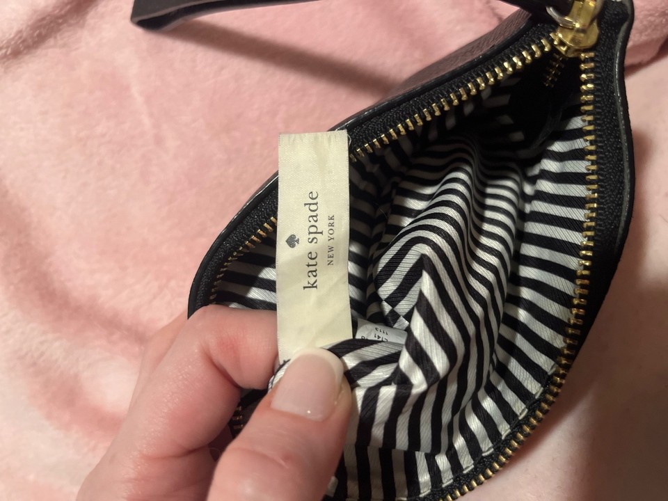 Black and gold zipper kate spade coin purse/wallet | eBay