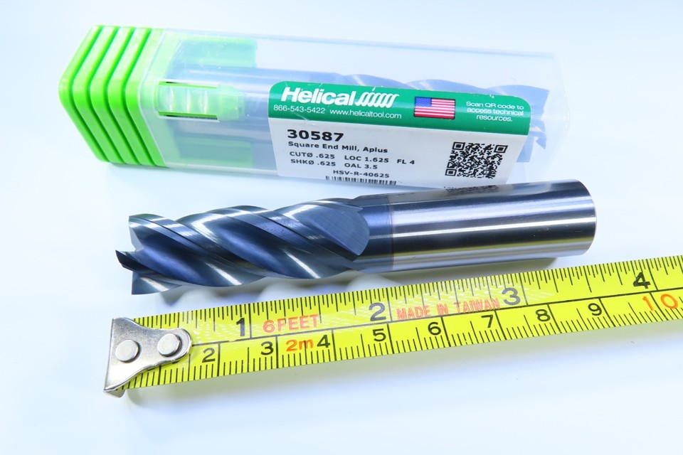 NEW 5/8" HELICAL HSV-R-40625 SOLID CARBIDE 30587 SQUARE APLUS 4 FLUTE ...