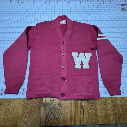 Vintage Maroon Wool Lasley Knitting Letterman Sweater ‘W’ Letter WSU ...