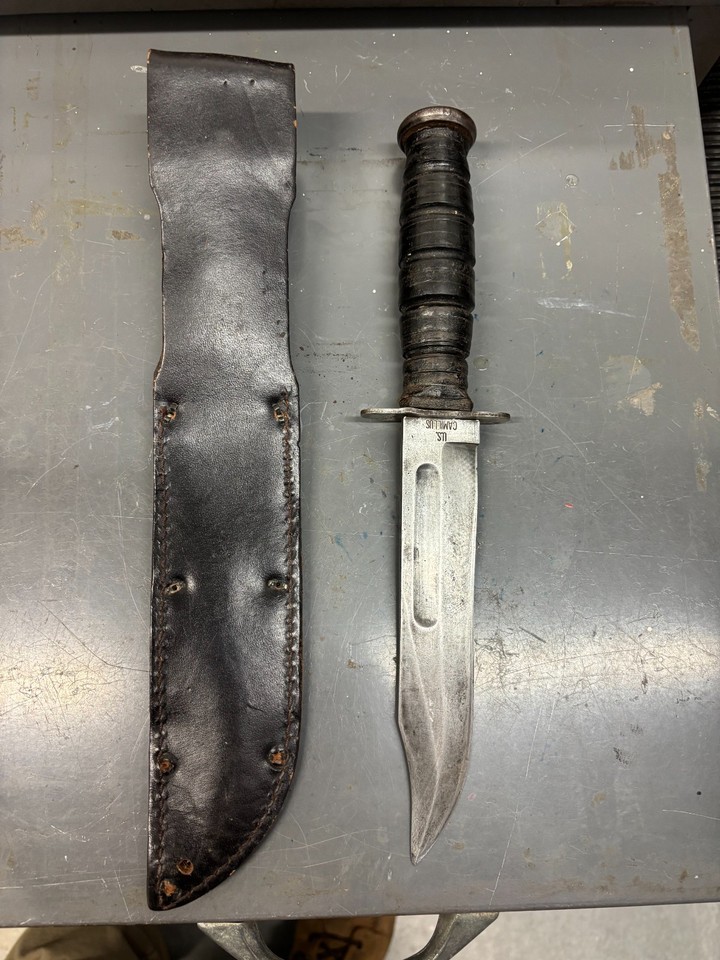 U.S. Camillus Mark 2 Military Fighting Knife, W/Leather Sheath | eBay