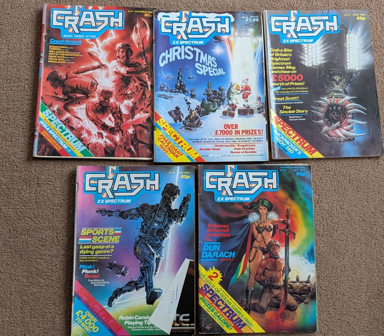 CRASH Magazine bundle for ZX Spectrum - 5 issues (11, 12, 15, 16, 18 ...