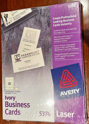 Avery 5376 Ivory Business Cards Laser Printer Makes 250 Vintage 2"x3.5 ...