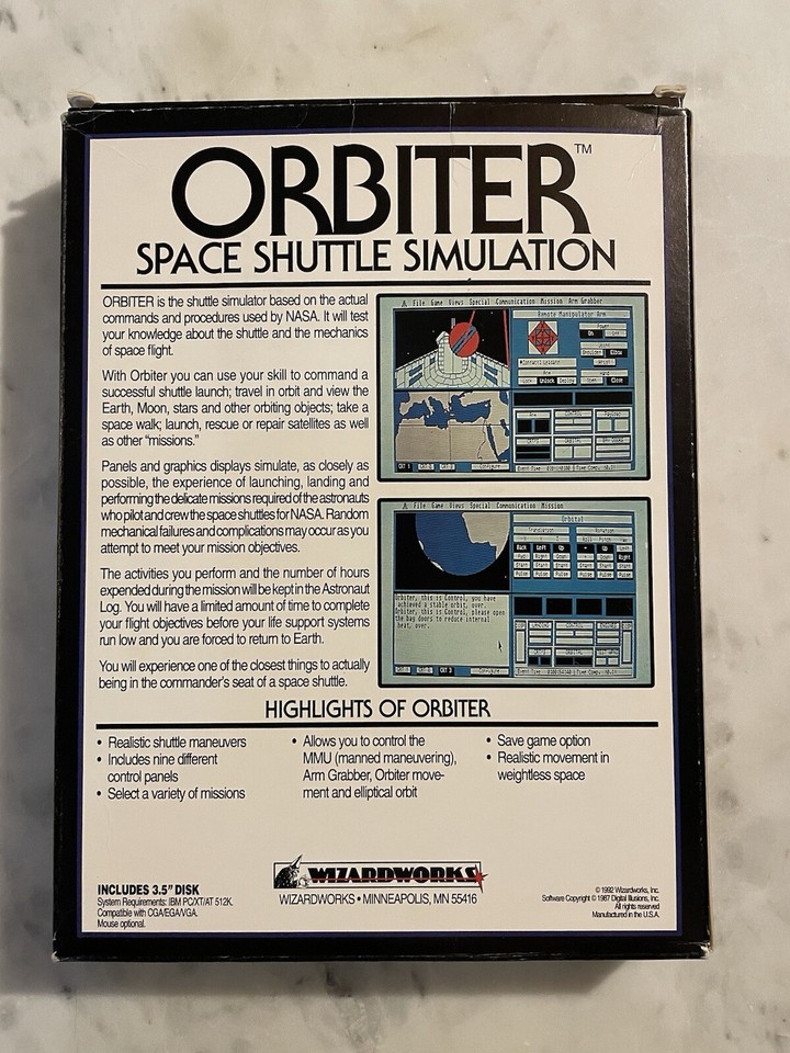 Orbiter Space Shuttle Simulation PC IBM 3.5 Big Box | eBay