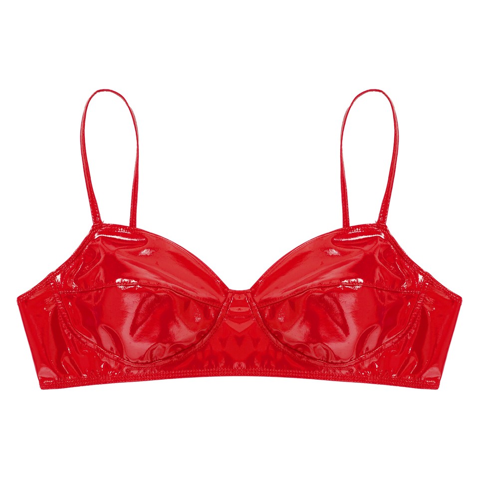 Women Sexy PVC Leather Wireless Bra Open Nipple Bralette Bra Lingerie ...