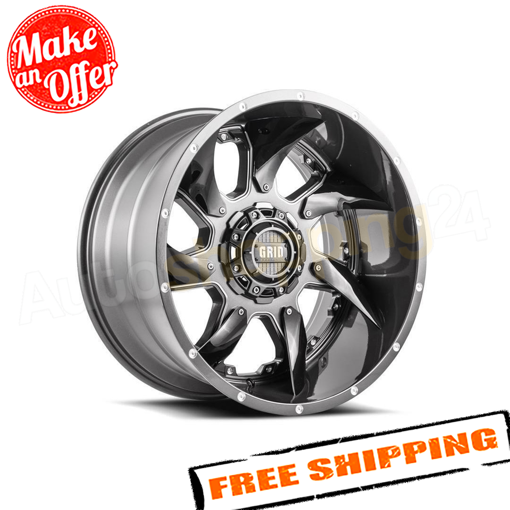 Grid Wheels 17x9 18 6x139.7 110.30 GD01 Gloss Graphite with Milled ...