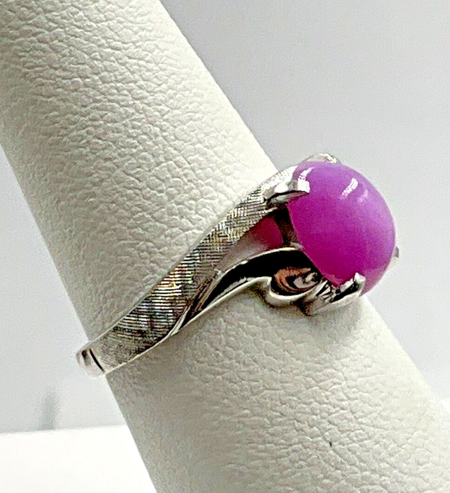 10K White Gold Linde Pink Star Sapphire Ring Size 6 | eBay