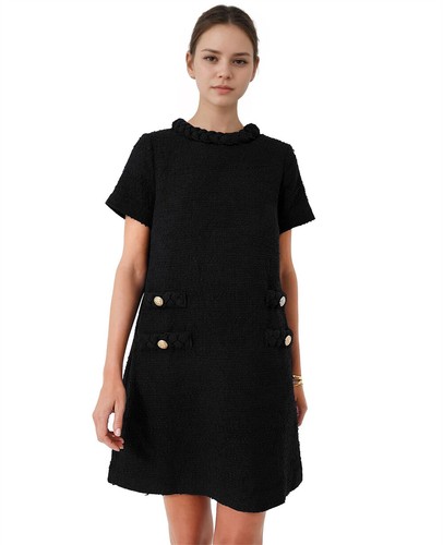 Women's Fashion Elegant Crew Neck Short Sleeve Button Bodycon Mini ...