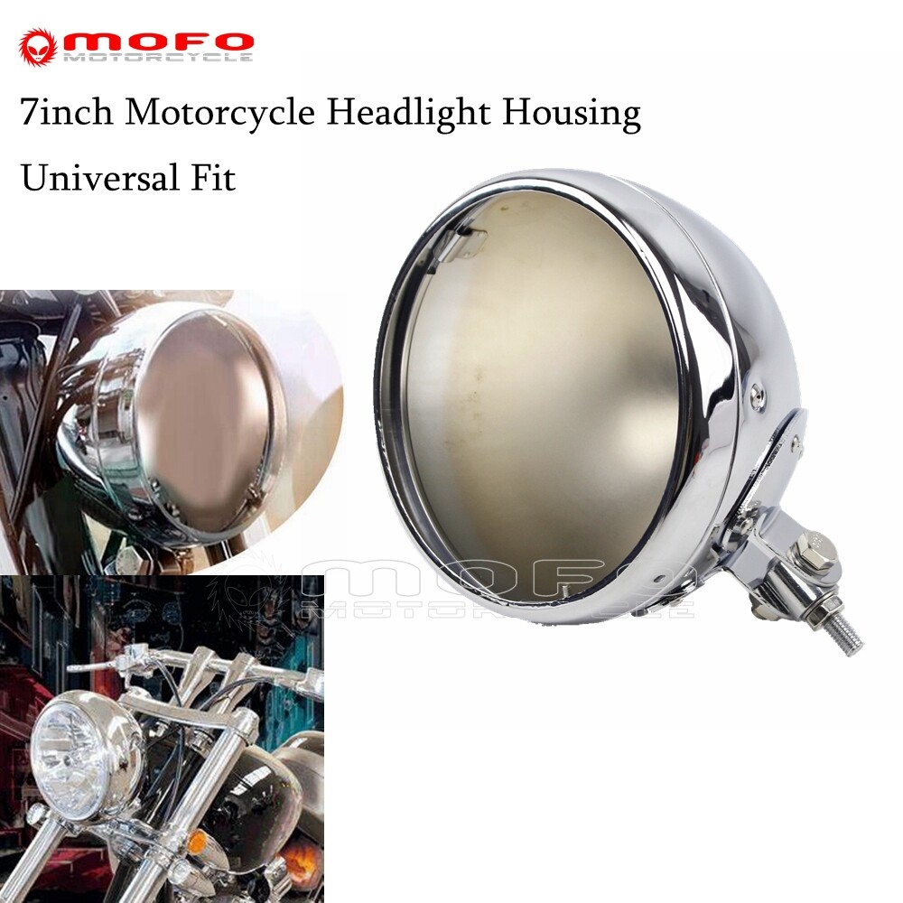 Chrome 7'' Headlight Housing Lamp Bucket For Harley Davidson Dyna ...
