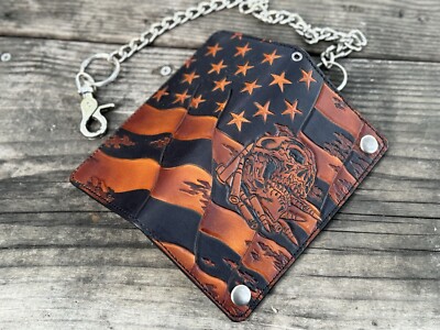 Custom Skull Bullets And Flag Themed Hand Tooled/ Handmade leather ...