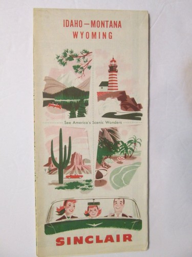 Sinclair Road Map of Idaho Montana Wyoming 1956 | eBay