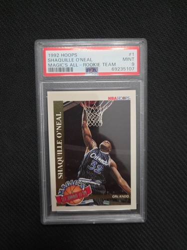 1992 NBA Hoops Shaquille O'Neal 1 Magic's All Rookie Team PSA Mint 9 ...