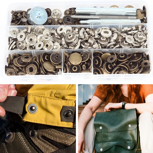 100pcs Heavy Duty Snap Fasteners Press Studs Kit +Poppers Leather ...