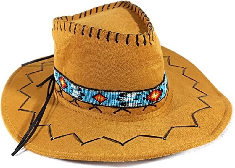 Beaded Hatband Native American Style Southwestern Cowboy Rode Handmade ...
