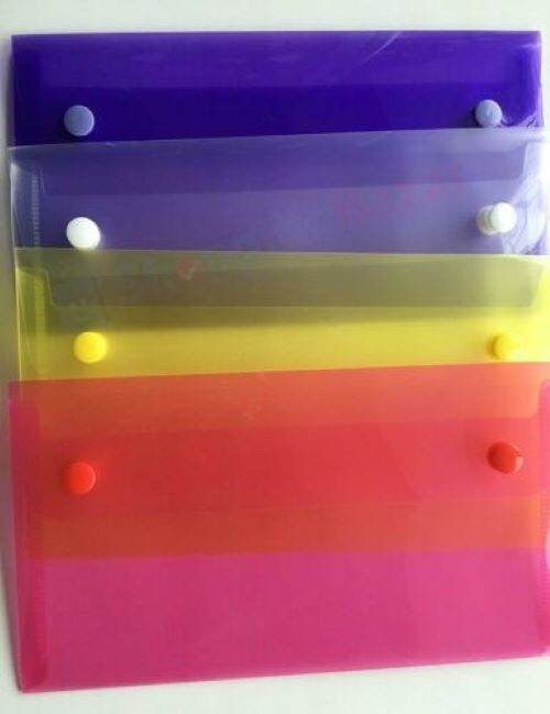 DL CLEAR PLASTIC DOCUMENT WALLETS WITH STUD CLOSING BUTTONS - SET OF 4 ...