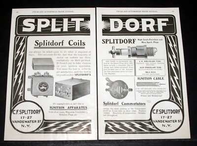 1905 OLD MAGAZINE PRINT AD, SPLITDORF AUTOMOBILE COIL, SPARK PLUG ...