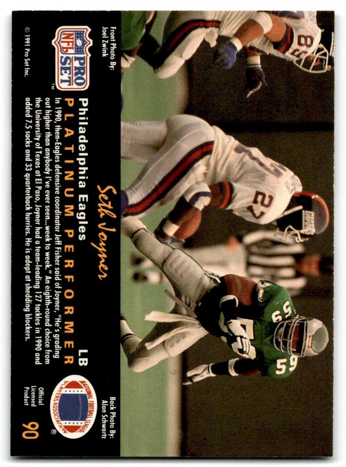 1991 Pro Set Platinum Seth Joyner Philadelphia Eagles #90 | eBay