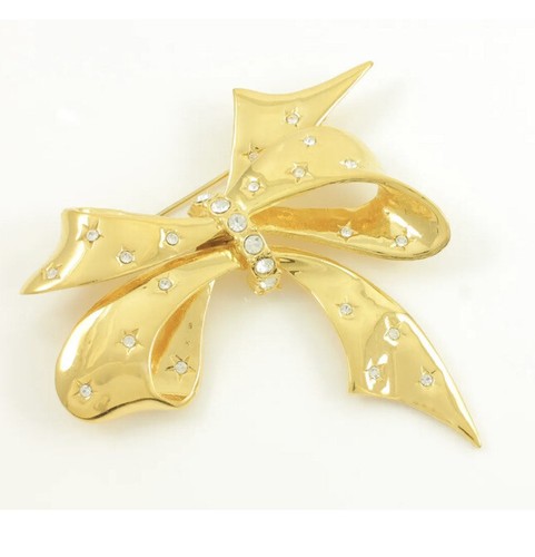 Vintage Jewelry Joan Rivers Gold Tone Rhinestone Star Ribbon Bow Brooch ...