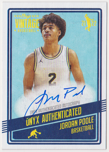 2021-22 Onyx Authenticated Vintage Autograph Jordan Poole Blue Auto ...