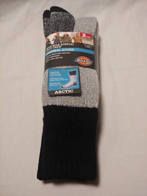 Dickies high bulk acrylic boot crew thermal socks, 2-pack, Gray/black ...