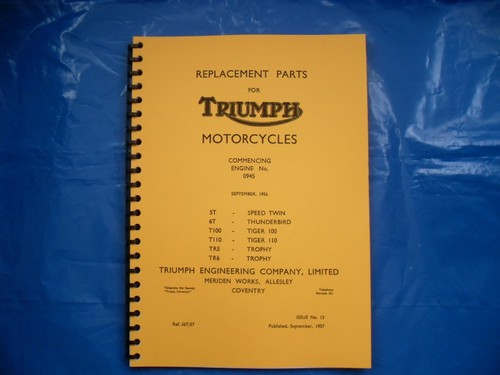 TRIUMPH PRE-UNIT PARTS BOOK FOR 1957 650 & 500 MODELS | eBay
