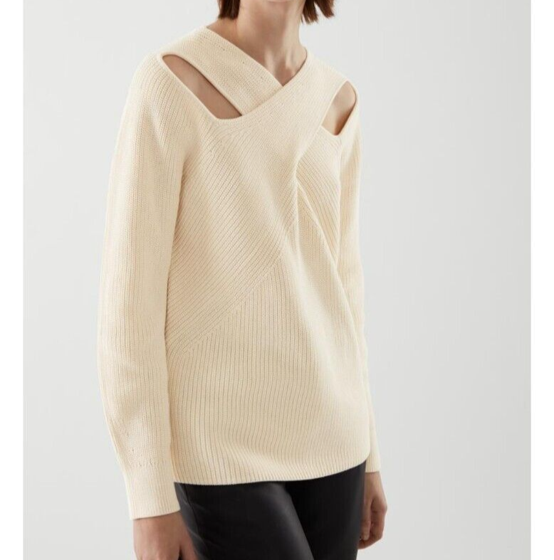 COS Cut-Out Jumper Sweater NWT! Sz S Cream Heavyweight Knit | eBay