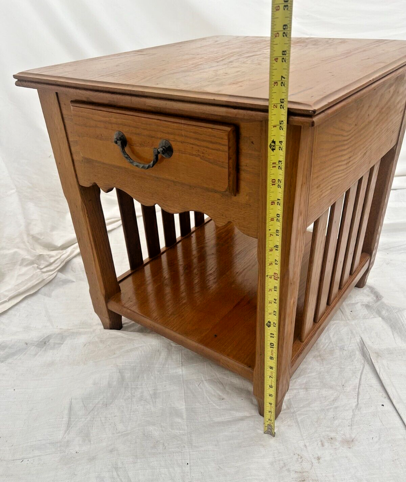 Ethan Allen Side Table Nightstand Oak Drawer Shelf American Artisan #19 ...