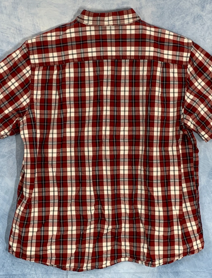 Carhartt Men's 2XL Short Sleeve Red Plaid Button-Up Pockets Relaxed Fit ...