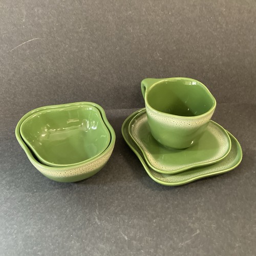 TAMAC Pottery Lot of 5 Frosty Pine Plates Cup Bowls Mid Century Pottery ...