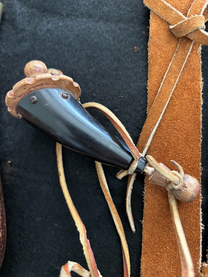blackpowder accesories 2 powder horns, measure,2 bags,flask sling, | eBay