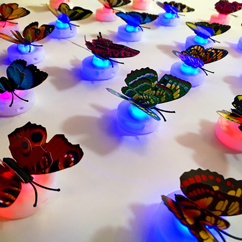 4x Butterfly LED Night Light Glowing Stickable Atmosphere Wall Lights ...