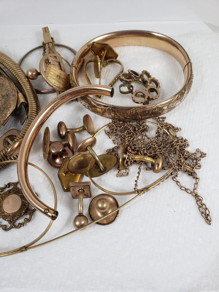 ANTIQUE VICTORIAN 162 GRAMS GF GOLD FILLED SCRAP RECOVERY CLEAN NO ...