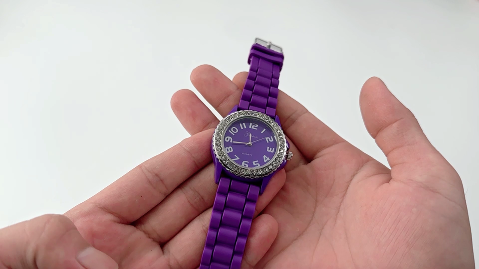 Casual Rhinestone Jelly Gel Silicone Band Quartz Analog Wrist Watch ...